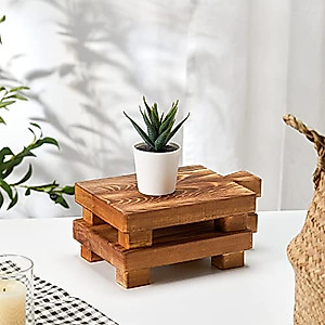 SOONOW Farmhouse Kitchen Decor - Wood Riser for Display, Decorative Wooden Pedestal Stand for Kitchen Counter, Rustic Display Tray for Home and Bathroom Decor (Brown*2)