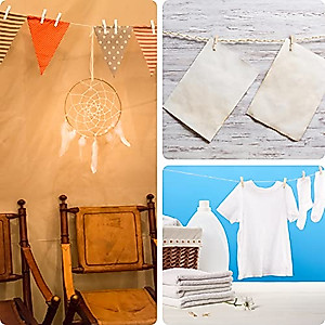 UPlama 400 Mini Clothespins with Jute Twine Mini Natural Wooden Clpthespins Photo Paper Peg Pin Clip