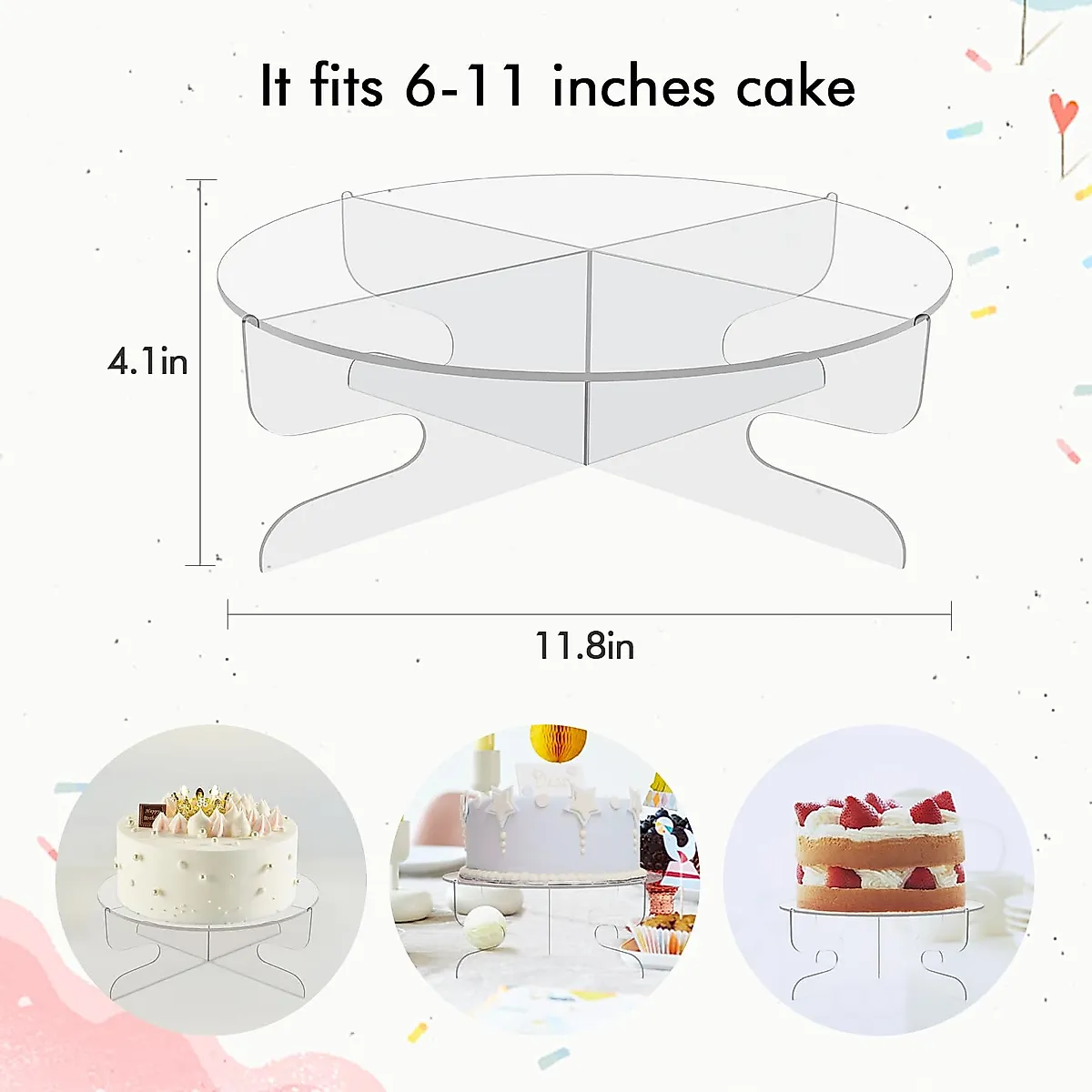 Actororp Acrylic Cake Stand Clear Cupcake Holder Dessert Display Stand Round Serving Platter for Birthday Party, Wedding, Baby Shower, Home Decoration