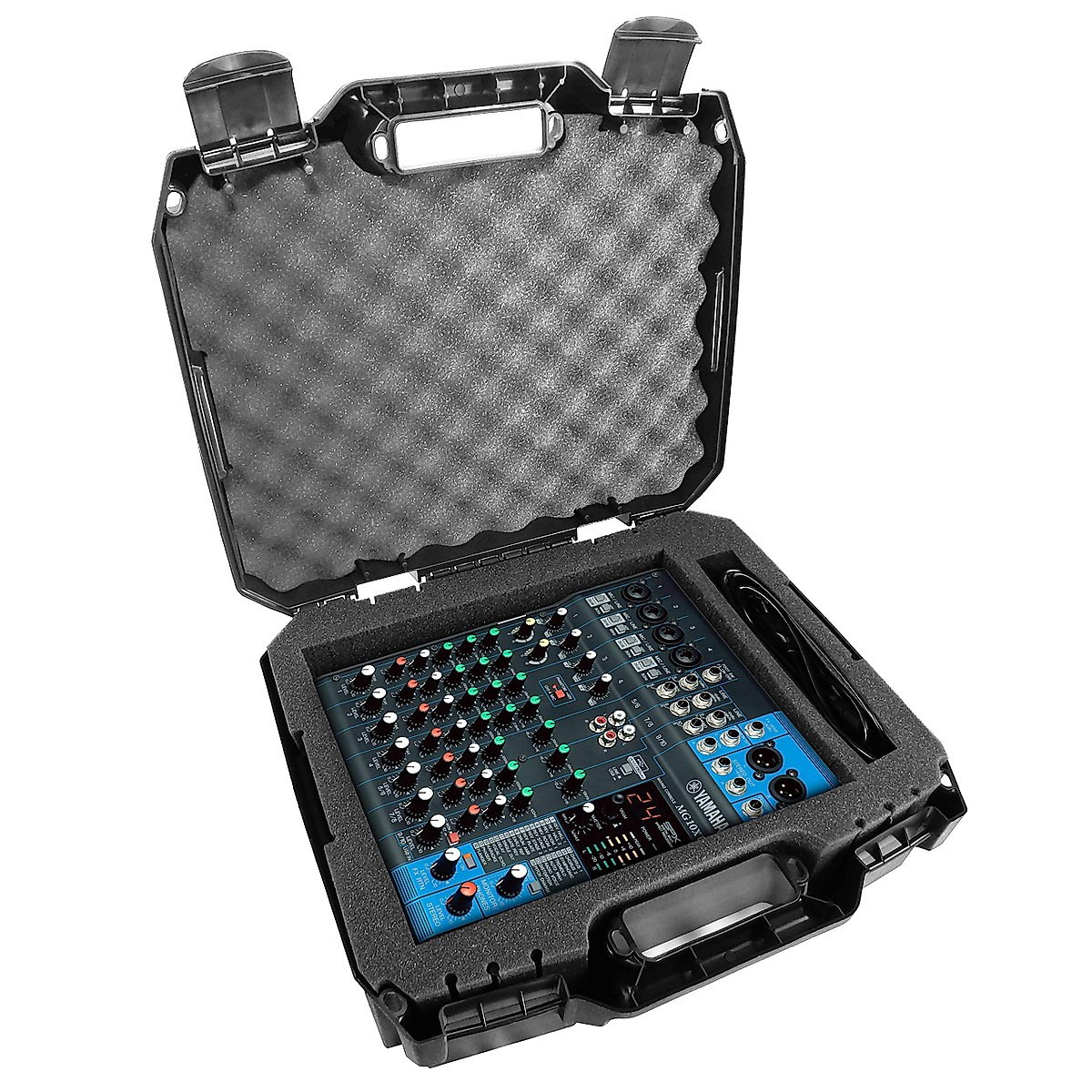 CASEMATIX DJ Mixer Case Compatible with Yamaha AG08 Streaming Loopback Mixer, MG10XU, MG10 or MG06 Stereo Interface and Cables - Hard Shell DJ Bag with Pre-Diced Customizable Foam Interior Only