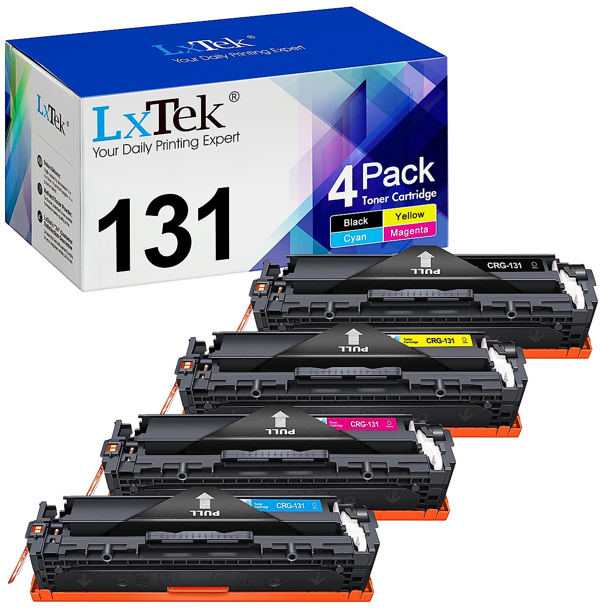 LxTek Remanufactured Toner Cartridges Replacement for Canon 131 to use with LBP7110Cw MF624Cw MF628Cw MF8280Cw Printer (Black, Cyan, Magenta, Yellow, 4 Pack)