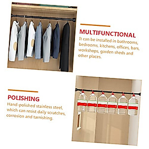 Gadpiparty Telescopic Rod Shower Curtain Rod Holder Drying Rack Clothing Wall Mounted Metal Shelf Brackets Metal Pipe Bracket Wardrobe Rod Iron Pipe Brackets Clothes Drying Rod Closet Rod