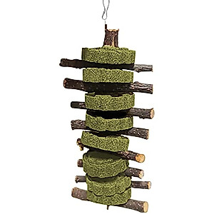 Meric Rabbit Chew Toy, Hanging Treat, Apple chew Sticks with Round Native Grass Cakes, Promotes Healthy Teeth and Gums, Suitable for Rabbits, Chinchillas, Guinea Pigs and Parrots, 1-Piece
