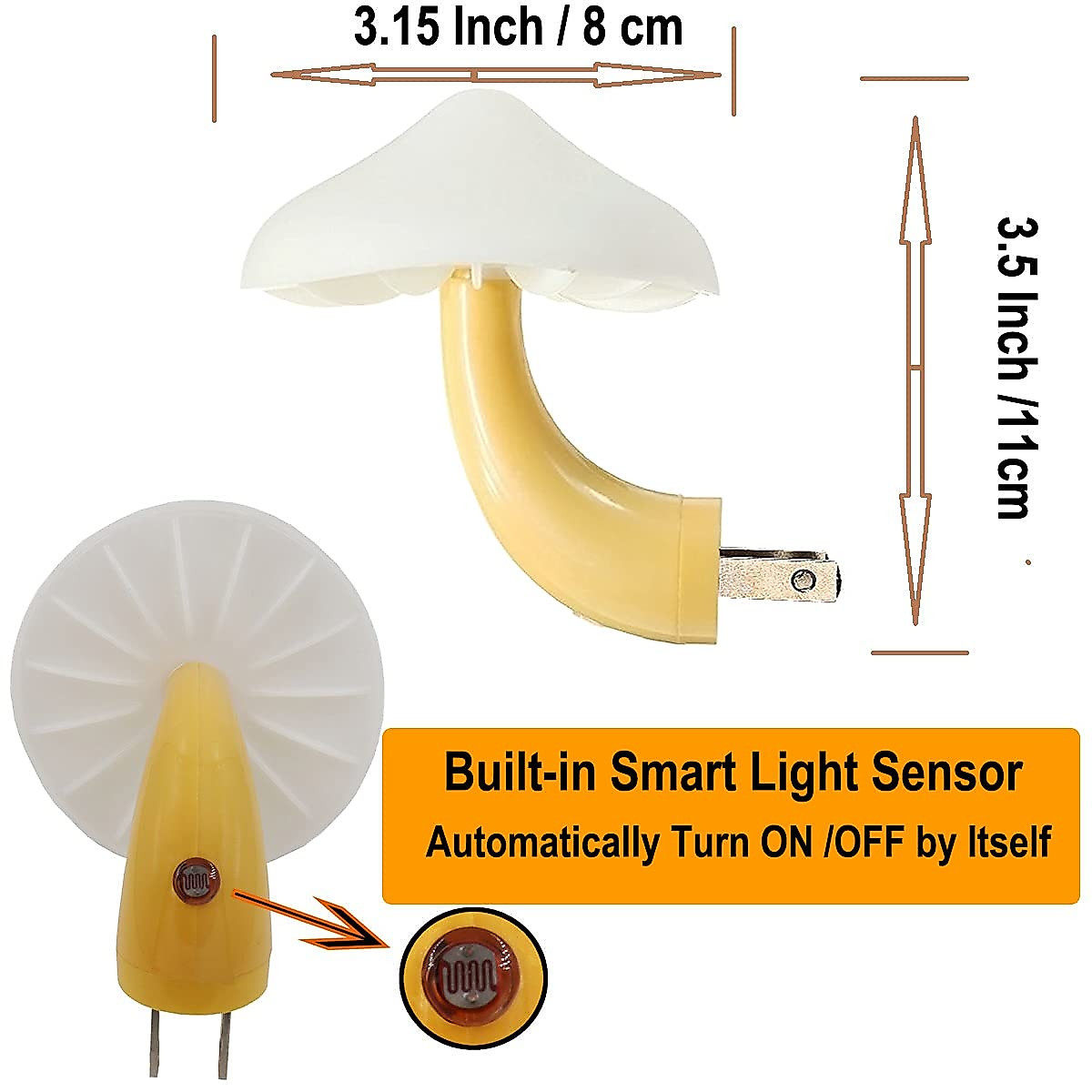 AUSAYE 2Pack LED Night Light Plug in Lamp 7-Color Changing Cute Mushroom Light Sensor Night Lights for Adults Kids NightLight