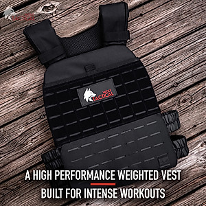 WOLF TACTICAL Adjustable Weighted Vest – WODs, Strength and Endurance Training, Fitness Workouts, Running (Black)