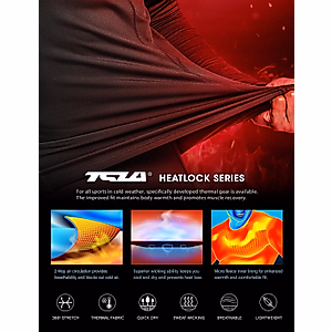 TSLA Men's Thermal Long Sleeve Compression Shirts, Athletic Base Layer Top, Winter Gear Running T-Shirt, Heatlock Round Neck Black, Medium