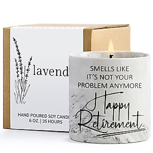 FreeJac Retirement Gifts for Women Men Retirement Candle for Coworker Boss Farewell Gifts Funny Retirement Gifts for Friend Teacher Nurse Goodbye Gifts Retired Gifts for Woman Lavender Candle