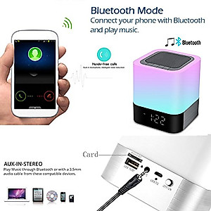 Alarm Clock Bluetooth Speaker Night Light Bluetooth Speaker,Touch Sensor Bedside Lamp,Dimmable Warm Light & Color Changing RGB LED Table Lamp MP3 Music Player for Kids,Bedroom,Camping (Newest Version)