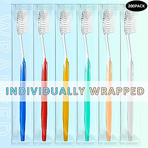 600 Pcs Individually Wrapped Toothbrush Set Medium Soft Bristle Toothbrushes Bulk Packed Disposable Tooth Brush Travel Manual Toothbrush for Hotels Travel Adults Kids Guest, 6 Colors