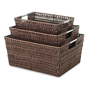 Whitmor Rattique Java Set of 3 Pieces Storage Baskets -Small (8.5"x11.4"x5.5"), Medium (9.8"x13"x6") and Large (11.4"x14.6"x6.5")