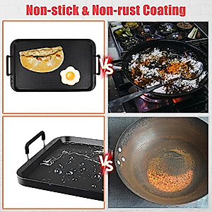 Vayepro Stove Top Flat Griddle,2 Burner Griddle Grill Pan for Glass Stove Top Grill,Aluminum Pancake Griddle,Non-Stick Top Griddle for Gas Grill, Double Burner Griddle For Camping/Indoor
