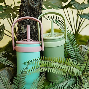 Konokyo 30 oz Tumbler with Side Handle, Insulated Water Bottle with Straw and 2 in 1 Lid, Stainless Steel Cup Travel Coffee Mug for Sports Office Gym,Brown