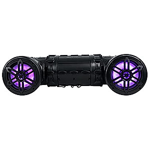 Rockville RATV80L Bluetooth Dual 8" Powered 600w ATV/UTV/Marine Speaker w/LED