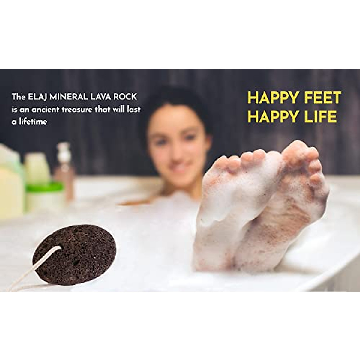 Elaj Pumice Stone Feet Scrubber - Natural Earth Lava Rock Foot Callus Remover for Smooth and Soft Feet, Exfoliates Dry, Cracked Heels & Skin, Promotes Foot Care Health, Designed for Women (Lava Rock)