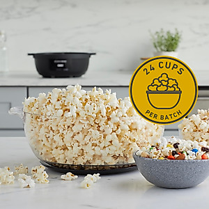 West Bend Stir Crazy Hot Oil Popcorn Popper, Popcorn Maker Machine with Large Serving Bowl Lid and Stirring Rod, 6 Qt, Black