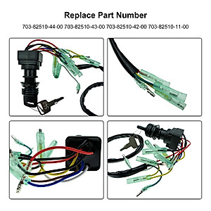 Ignition Switch Assembly Fits for Yamaha Outboard Motors, 703-82510-44-00 703-82510-43-00 703-82510-42-00 703-82510-11-00, Main Key Remote Control Box Ignition