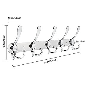 POPSPARK Coat Rack Wall Mounted, Stainless Steel Coat Hooks for Wall, Heavy Duty Coat Hooks for Coat Hat Towel Purse Robes (Silver)