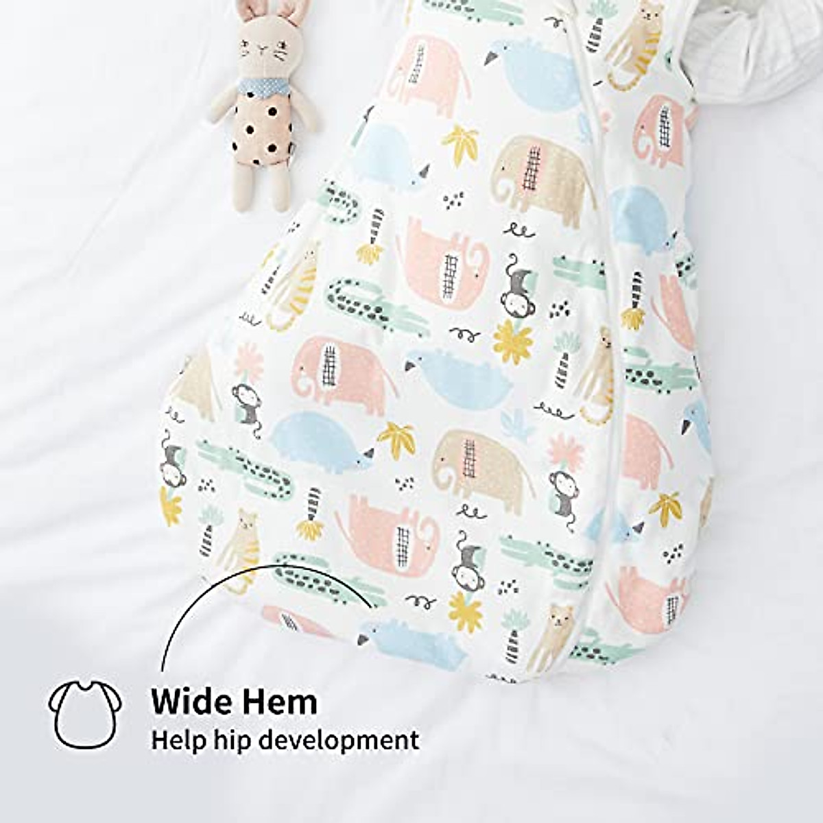 Duomiaomiao Baby Sleep Sack 12-24 Months 100% Cotton 1.5 TOG Four Season Baby Wearable Blanket, Breathable Comfy Toddler Sleeping Sack