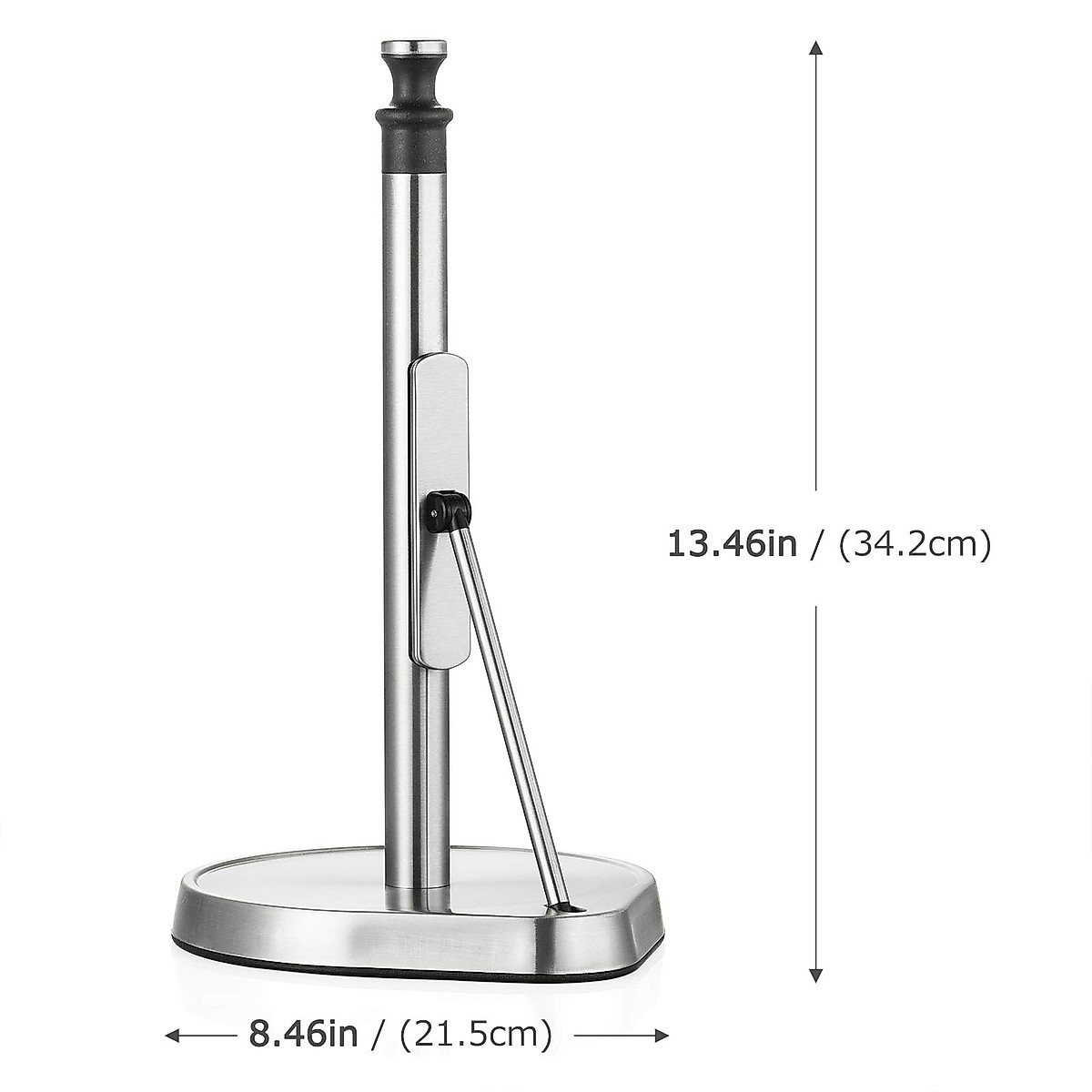 Tension Arm Paper Towel Holder, Hystun Single Tear Paper Towel Holder Countertop Standing Paper Towel Holder Easy to Tear Paper Stainless Steel Paper Towel Holder for Kitchen & Dining Room Table