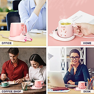 DUHEL Coffee Mug Warmer, Coffee Warmer for Desk with 3 Temp Settings, Cup Warmer for Desk Auto Shut Off, Cute Mug Warmer for Desk(Pink)