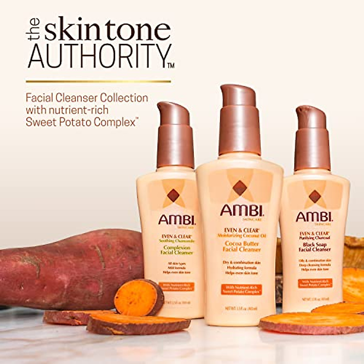 Ambi Even & Clear Purifying Charcoal Black Soap Facial Cleanser With Nutrient Rich Sweet Potato Complex | Helps Even Skin Tone | 3.5 Ounce