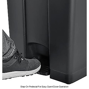 Global Industrial Plastic Rectangular Step On Trash Can, 23 Gallon, Black