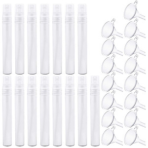 SelfTek 15 Pack Spritzer Bottle, 10ml Mini Portable Mist Empty Spray Bottle Perfume Travel Refillable Spray Bottles with 15 Funnels