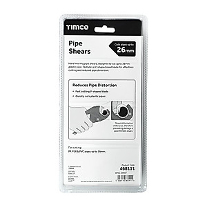TIMCO Pipe Shears - Hard Wearing - Fast Cutting V-Shaped Blade - Excellent for Use on Plastic Pipe - 0-26mm