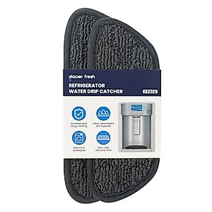 GLACIER FRESH Refrigerator Water Drip Tray Cache For Fridge Water Dispenser From Water Splatter and Spills, Replacement for Whirlpool, GE, Samsung Fridge Accessories (2 Pack, Semi-Circular)