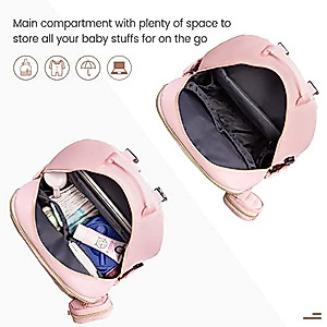 LOVEVOOK Diaper Bag Backpack, Quilted Baby Bag with Changing Pad & Pacifier Holder, Waterproof Travel Diaper Bags with USB Charging Port for Baby Boys Girls, Stylish and Large Capacity,Pink