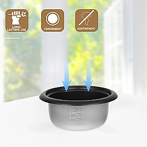 MAGICLULU Small Rice Cooker Liner 1.58-Qt Cooking Pot Liner Replacement Mini Non-stick Rice Cooker Pots for Rice Cooker 8.25 x 8.25 x 3.54Inch Black