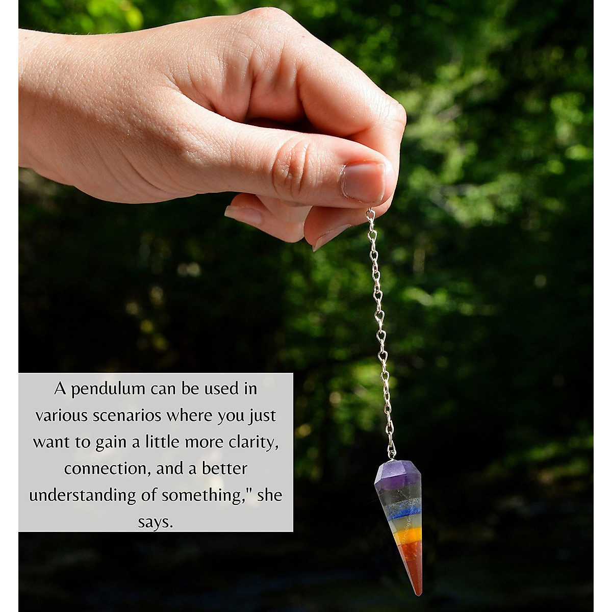 Amazing Gemstone Selenite Crystal Pendulum for Divination - Dowsing Pendulum Necklace with Chain and Crystal Ball for Reiki Healing and Crystal Grid Meditation