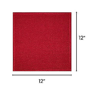 ORMYSA 100% Cotton Red Waffle Weave Dish Cloths for Washing Dishes - Pack of 8, 12"x12" Dishcloths for Kitchen, Fast-Absorbing, Quick-Dry, Super Soft Dish Rags