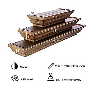 Kiera Grace Muskoka Fitz Wood Shelves - Walnut, 12", 18", 24", Set of 3 (FN00636-3INT)