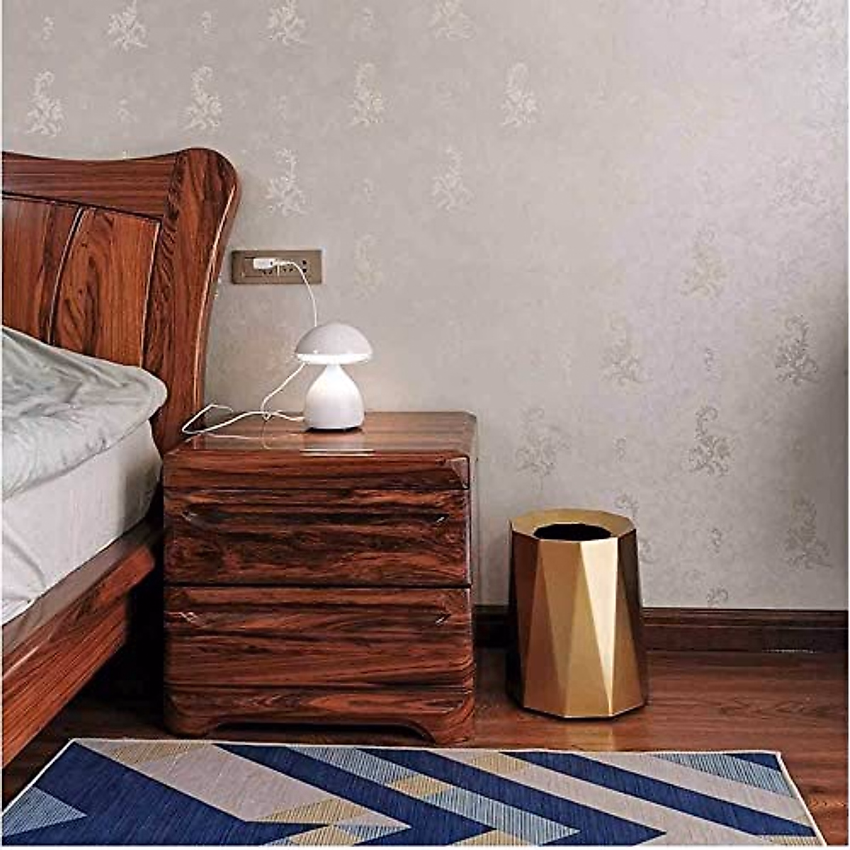 Aouiopkio Zruixia-ljit Trash Can, Round Plastic Small Trash Can Wastebasket, Garbage Container Bin for Bathrooms, Powder Rooms, Kitchens, Home Offices. (Color : Silver)