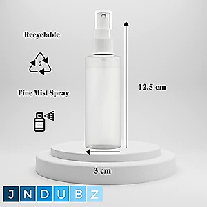 JNDUBZ Plastic Spray Bottle Fine Mist 2 Oz – Refillable, Reusable, Portable Sprayer, Travel Size, Leak Proof for Household Use, Essential Oil, Cleaning Solution and Perfume (2 Pack, 60 ml)