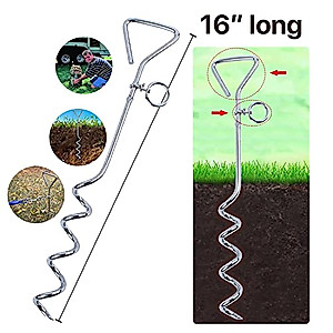 Katzco Chrome Dog Stake - Heavy-Duty Dog Tie-Out Stake- for Dogs Essentials, Dog Camping Gear, Outdoor Play