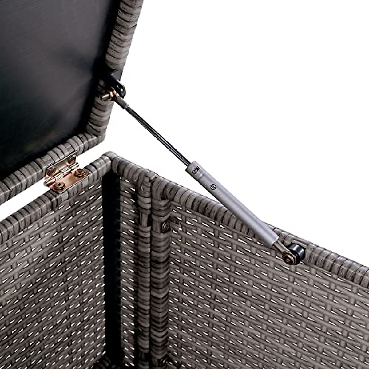 DHPM Furniture 6 Pieces Outdoor Sectional PE Rattan Sofa Brown Manual Wicker Patio Conversation Set with 2 Corner, 2 Single Chairs, 1 Ottoman and 1 Storage Table, Beige