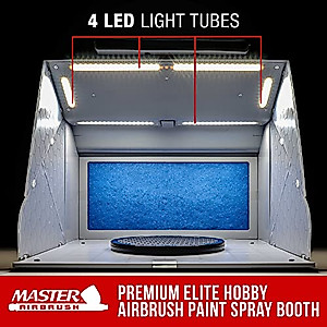 Master Airbrush Portable Hobby Airbrush Paint Spray Booth Kit with 4 LED Lights, Turntable - Powerful Dual Exhaust Fans with Filter & Extension Hose - Painting Projects, Models, Arts, Crafts, Cakes