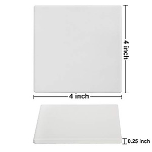 Ceramic Tiles for Crafts Coasters,14 Pack 4-Inches Unglazed Ceramic Coasters for Drinks with Cork Backing Pads,Use with Alcohol Ink or Acrylic Pouring Make Your Own DIY Coasters (Square)