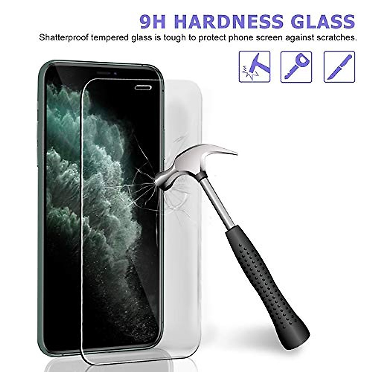 Ferilinso [6 Pack] 3 Pack Tempered Glass Screen Protector + 3 Pack Camera Lens Protector for iPhone 11 Pro Max (6.5''), HD Clarity 9H Glass Screen Protector