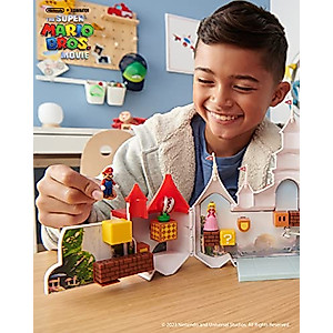 THE SUPER MARIO BROS. MOVIE – Mushroom Kingdom Castle Playset with Mini 1.25” Mario and Princess Peach Figures