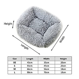 LQUOXH Square Dog Beds Long Plush Pet Beds Cat Mat for Little Medium Large Pets Super Soft Winter Warm Sleeping Mats (Color : LightCoffee, Size : Small)