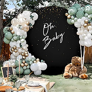 7.5ft Black Round Backdrop Cover Suitable for 7.5ft Circle Stand,Polyester Pure Black Birthday Party Wedding Photography Circle Arch Backdrop Cover