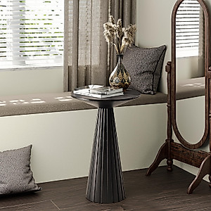 COZAYH Pedestal Small Drink Table Round Martini Table Wood Plant Stand End Table for Small Space Living Room, Bedroom, Black