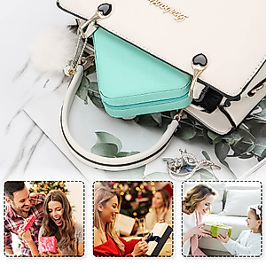 XZUZ Small Travel Jewelry Box With Mirror, Portable Jewelry organizer Display Storage Box for Earrings Rings Necklaces, Jewelry ase for female Girls (blue) 1pc