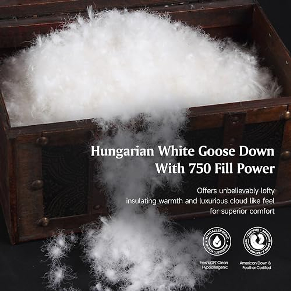 Beautyrest US Grown Cotton All Seasons Warmth Exceptional Hungarian White Goose Down Comforter King Size-750 Fill Power 500TC Damask Stripe Fabric