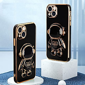 Pepmune Compatible with iPhone 13 Case Cute 3D Astronaut Stand Design Camera Protection Shockproof Soft Back Cover for Apple iPhone 13 Phone Case Black