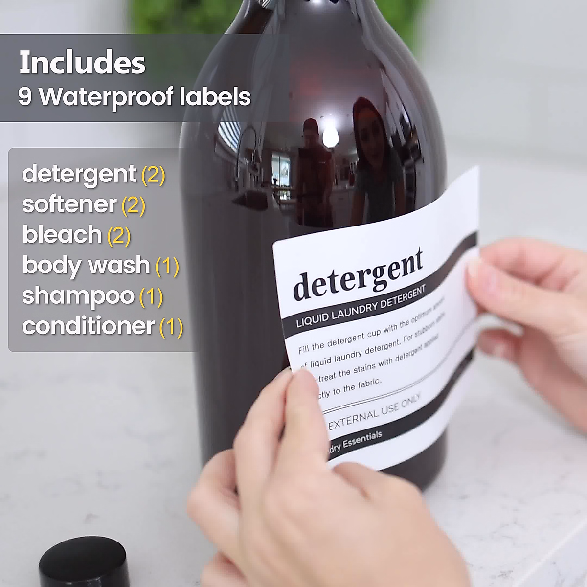 Liquid Laundry Detergent Dispenser (2 Pack), Decorative 67oz PET Plastic Bottles for Laundry Detergent, Fabric Softener, and Bleach, Laundry Soap Dispenser for Laundry Room Decor and Accessories