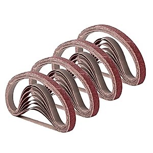 1/2 Inch x 18 Inch Sanding Belts, 4 Each of 60/80/120/180/240 Grits, Belt Sander Tool for Woodworking, Metal Polishing, 20 Pack Aluminum Oxide Sanding Belt